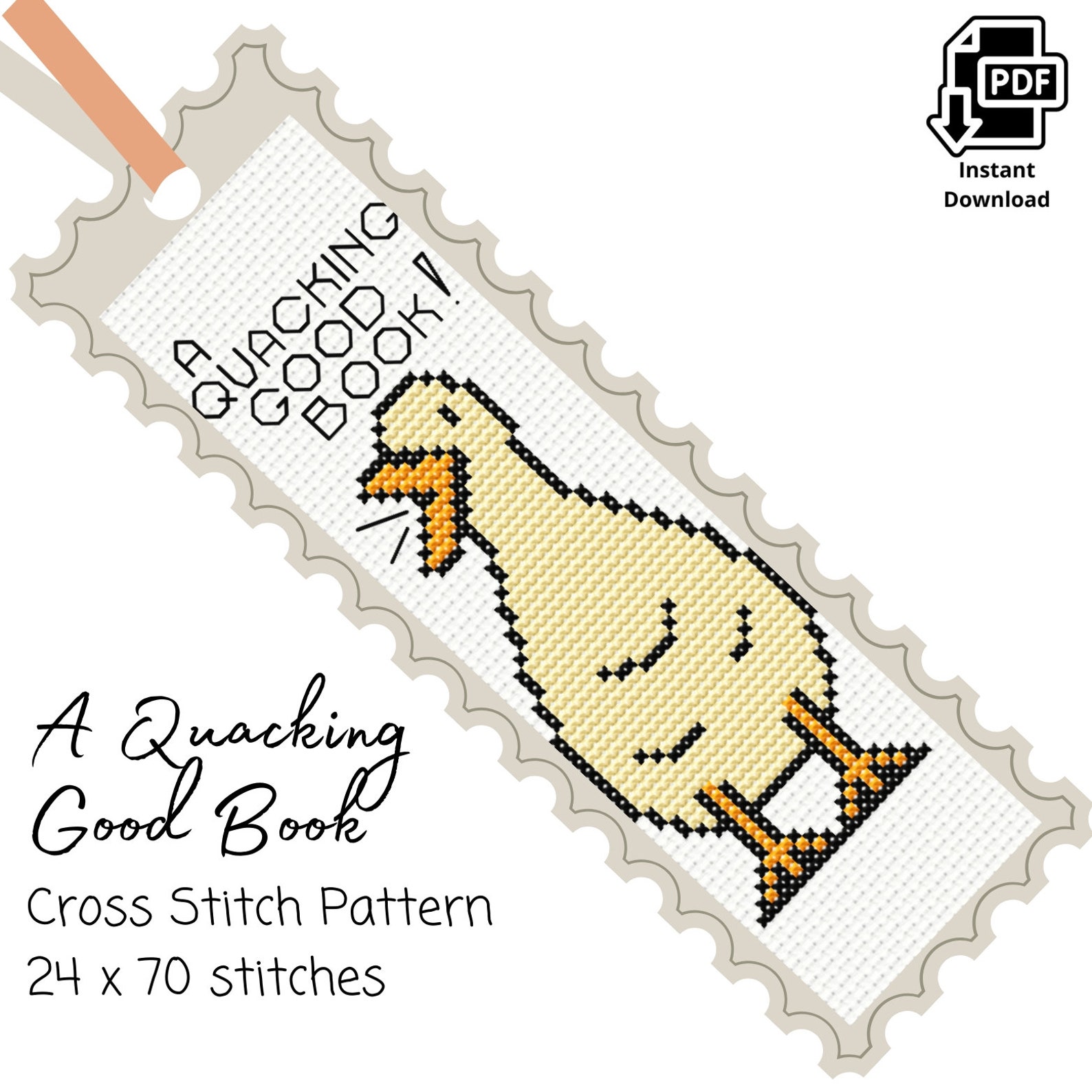 Duck Bookmark Cross Stitch Pattern - Easy Embroidery Beginnerfriendly ...