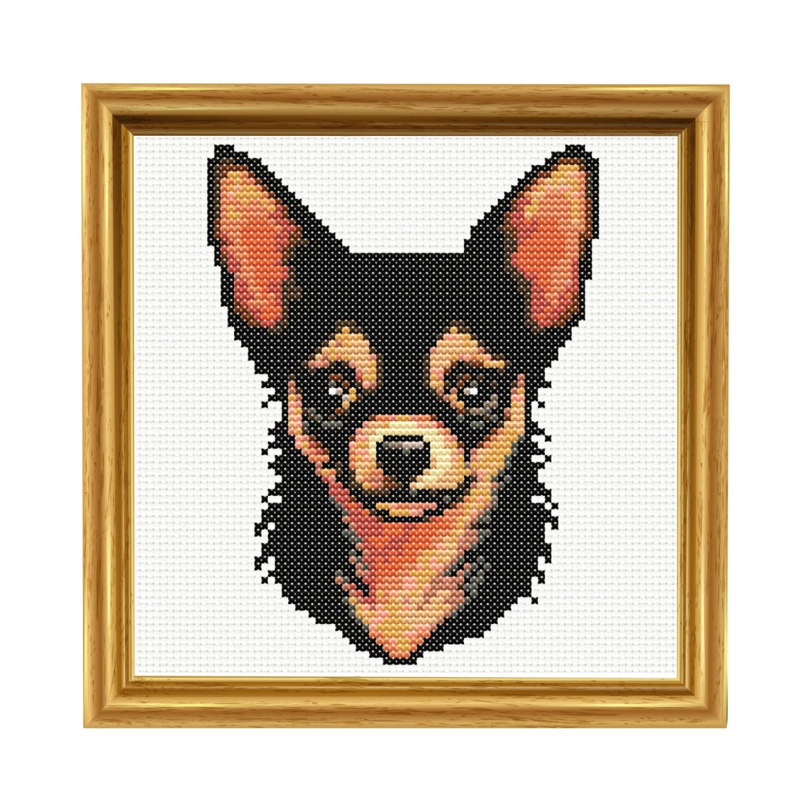 Black and Tan Chihuahua Cross Stitch Pattern, Chi-chi Embroidery Design ...