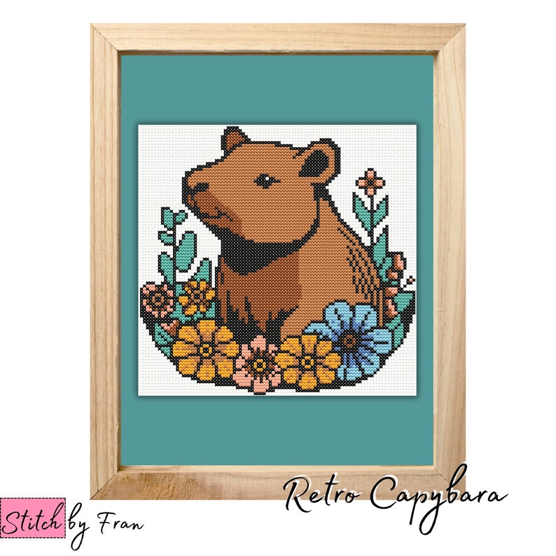 Capybara Cross Stitch Pattern Capy Embroidery Pattern Retro Capybara ...