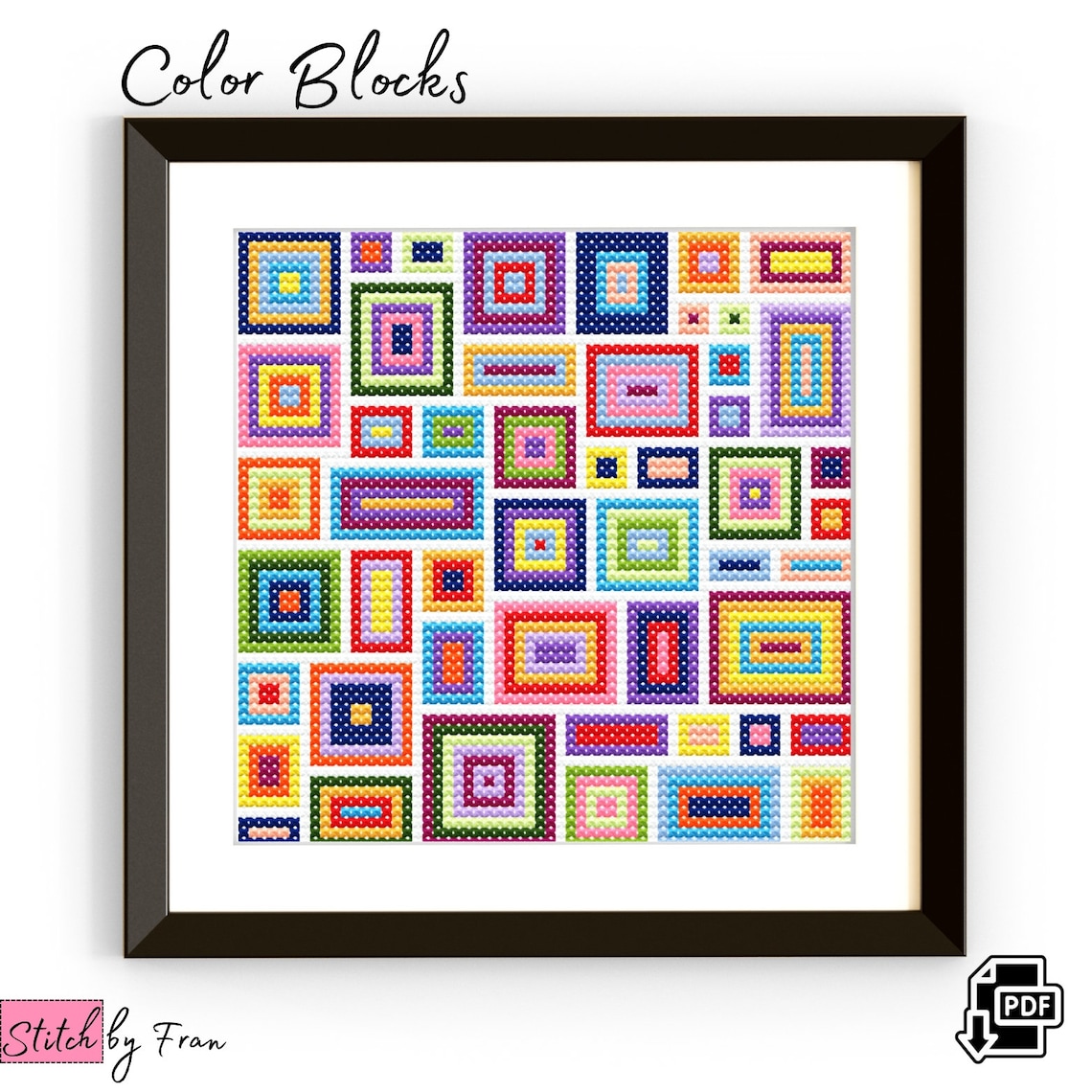 Modern Abstract Easy Cross Stitch Pattern Color Blocks - Etsy