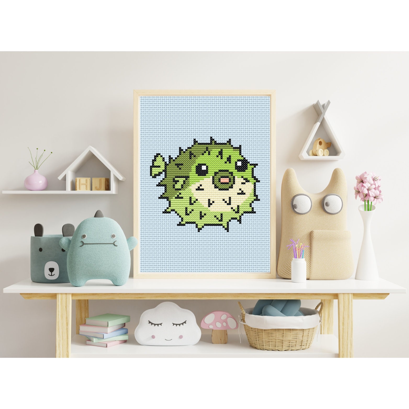 Puffer Fish Cross Stitch Pattern, Pufferfish Embroidery, Easy ...