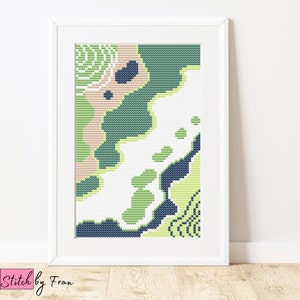 Boho Embroidery Pattern, Green Modern Abstract Embroidery, Bohemian ...