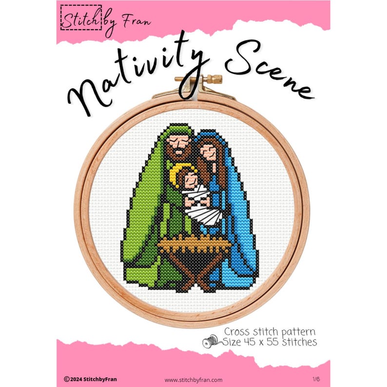 Christmas Nativity Cross Stitch Pattern – Holy Family | Easy Beginner ...