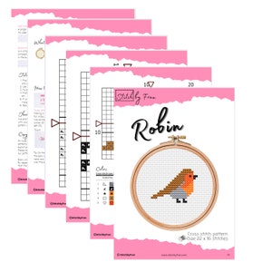 Mini Robin Cross Stitch Pattern - Easy Embroidery for Beginners - Robin ...