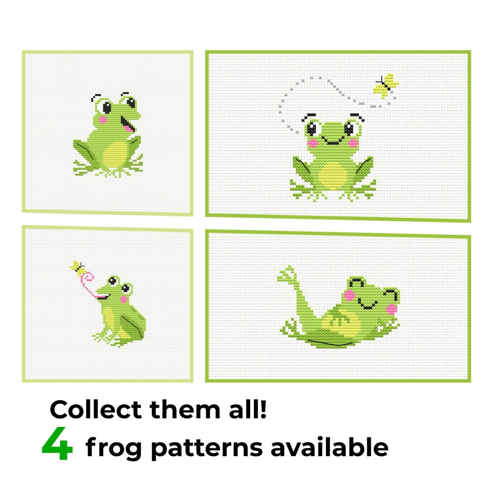 Easy Frog Cross Stitch Pattern – Curious Frog – Beginner Friendly Small ...