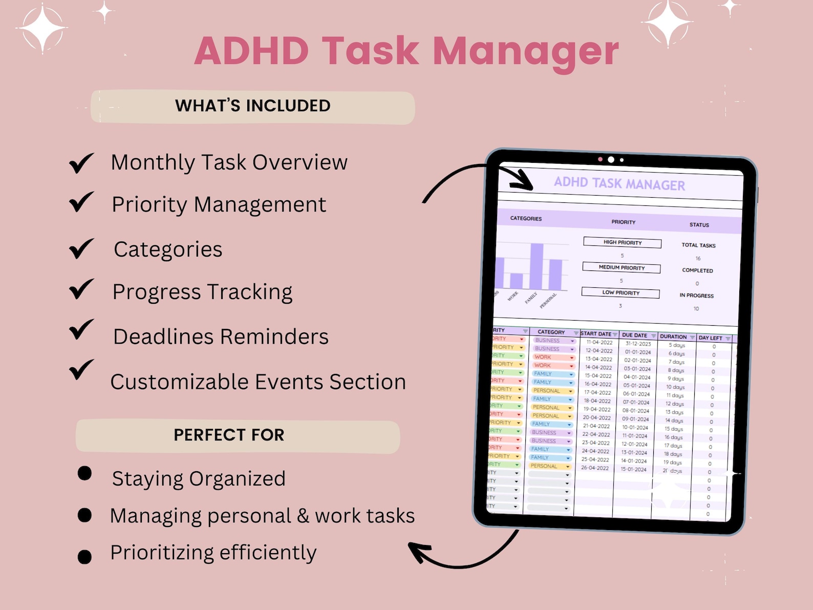 ADHD Planner & Sleep Tracker | Digital Productivity Tool for Focus and ...