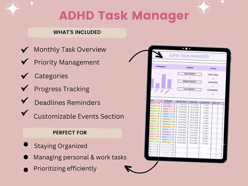 ADHD Planner & Sleep Tracker | Digital Productivity Tool for Focus and ...