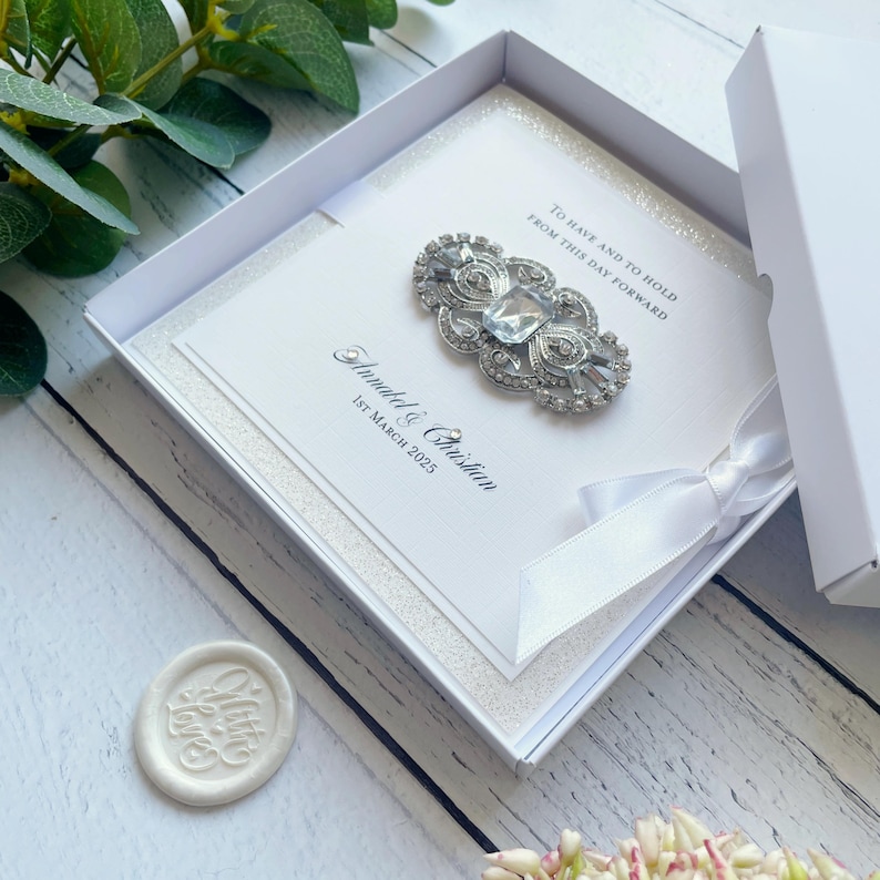 Luxury Boxed Wedding Card: Handmade and Personalised - Etsy UK