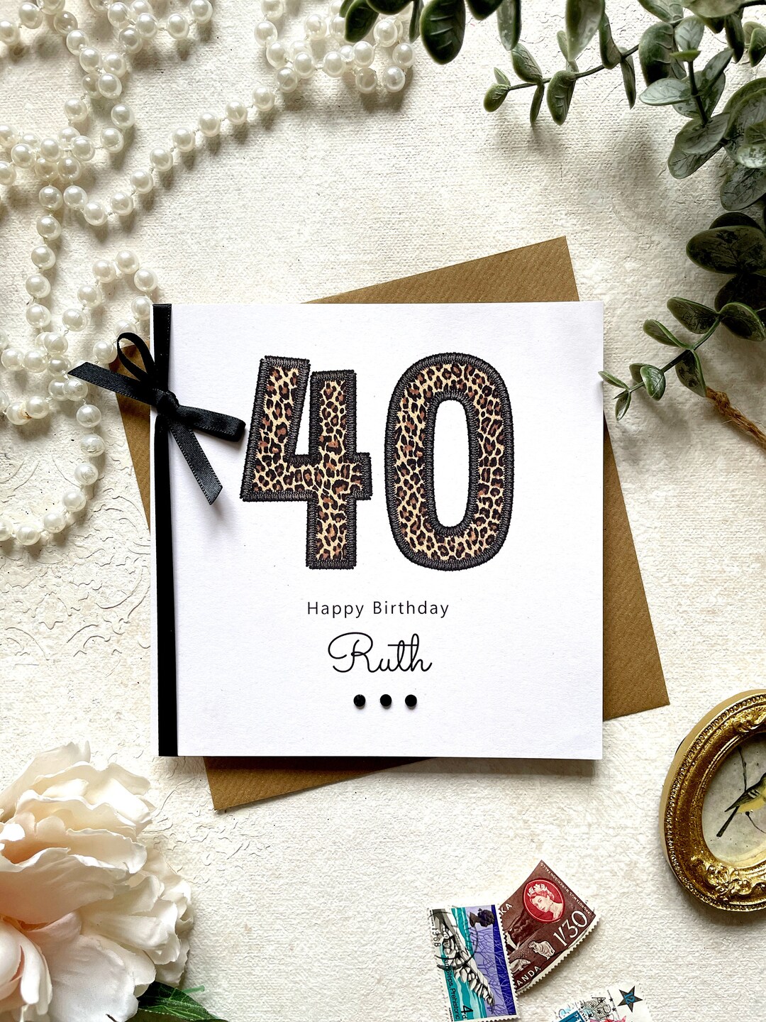 40th Birthday Card: Leopard Print Numbers, Personalised - Etsy UK