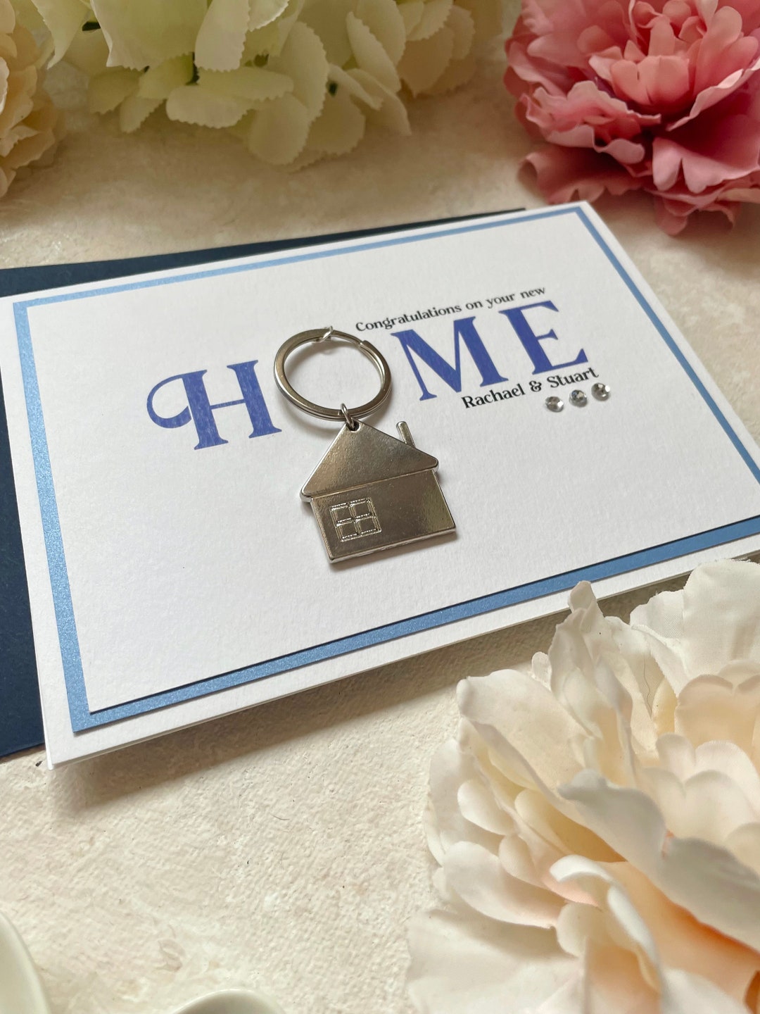 New Home Card. Moving Home Gift. First Home Card With Key Ring. House ...