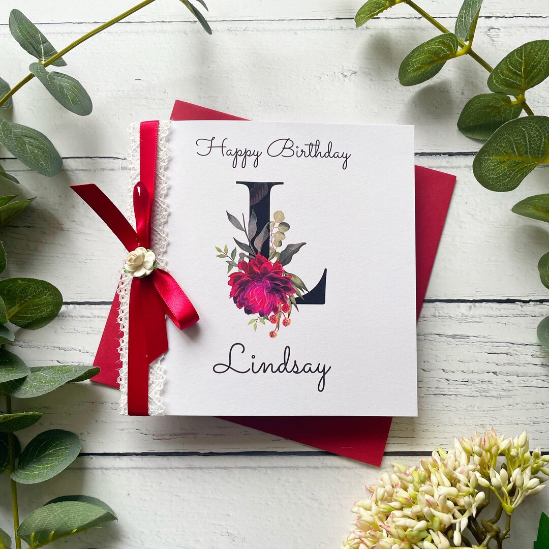 Birthday Card for Her | Personalised | Handmade Name Card for Female ...
