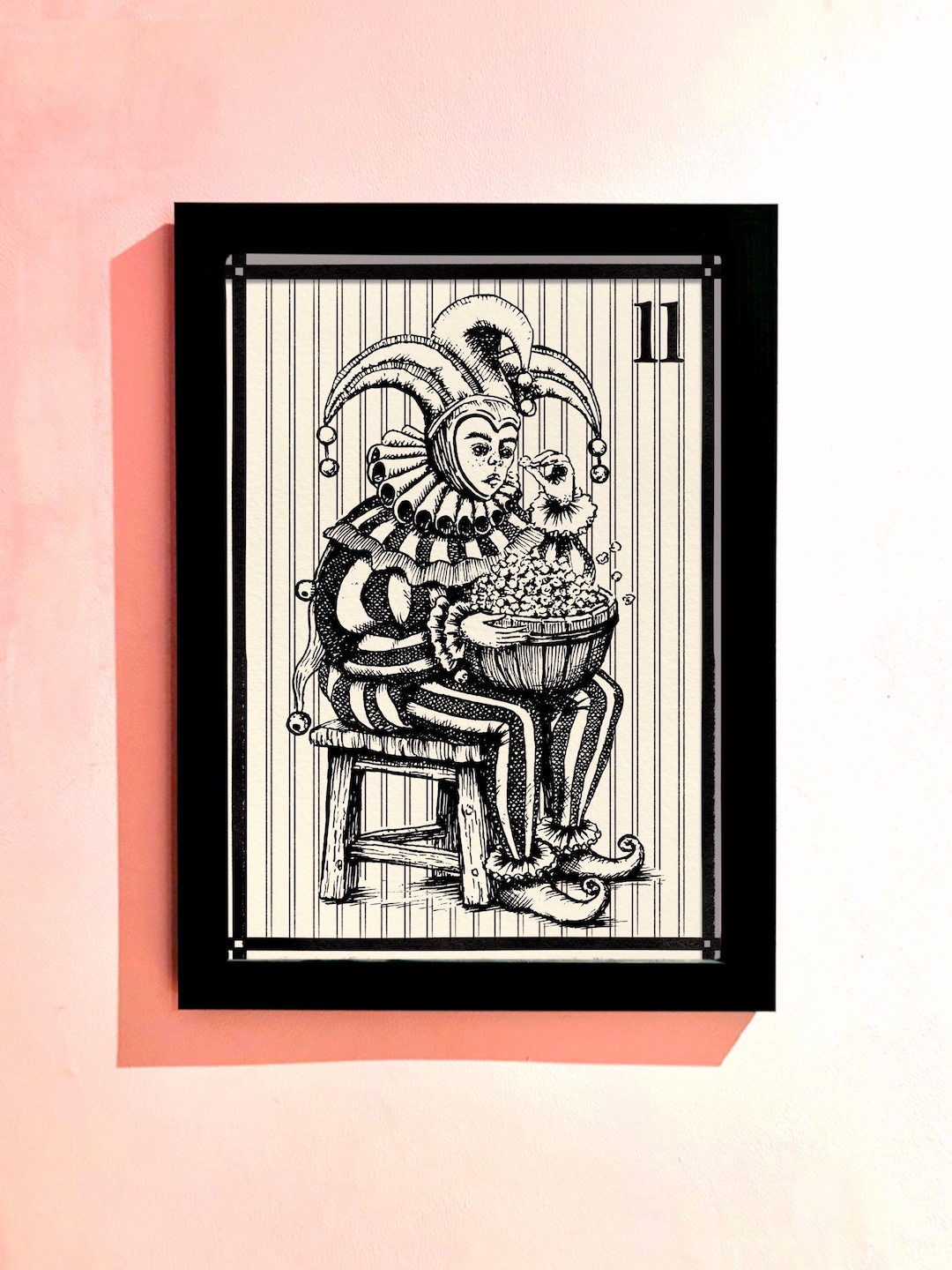 The Joker Art Print | Intricate Jester Eating Popcorn Illustration | A4 ...