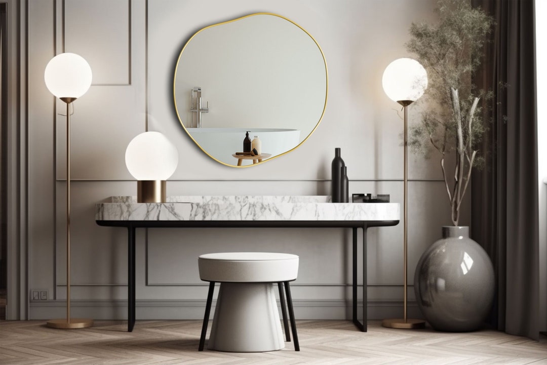 Circle Bathroom Mirror Scalloped Mirror, Elegant Wave-edged Wall Mirror ...