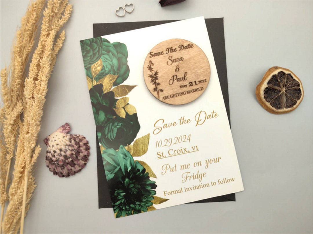 Floral Save the Date Magnets & Cards, Greenery Design Card, Round Save ...
