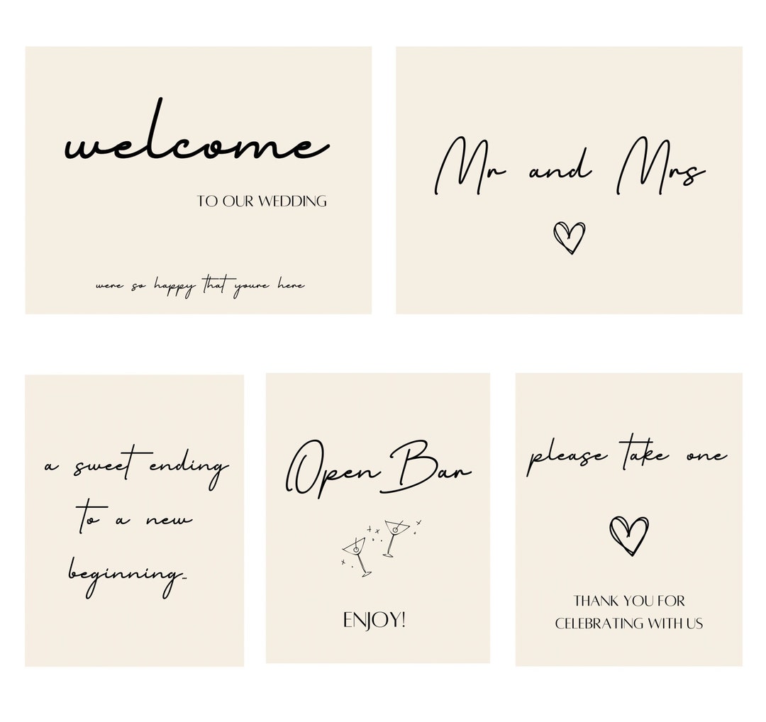PRINTABLE Wedding Sign Templates - Etsy