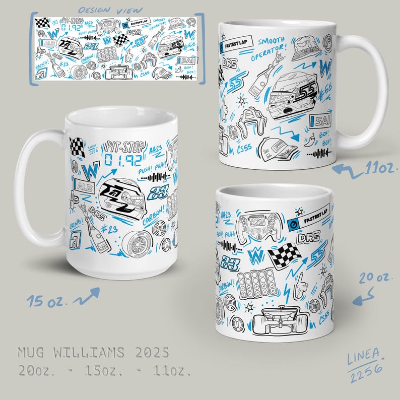 F1 Team Ceramic Mug - Mclaren | Ferrari | Williams | Mercedes | Redbull ...