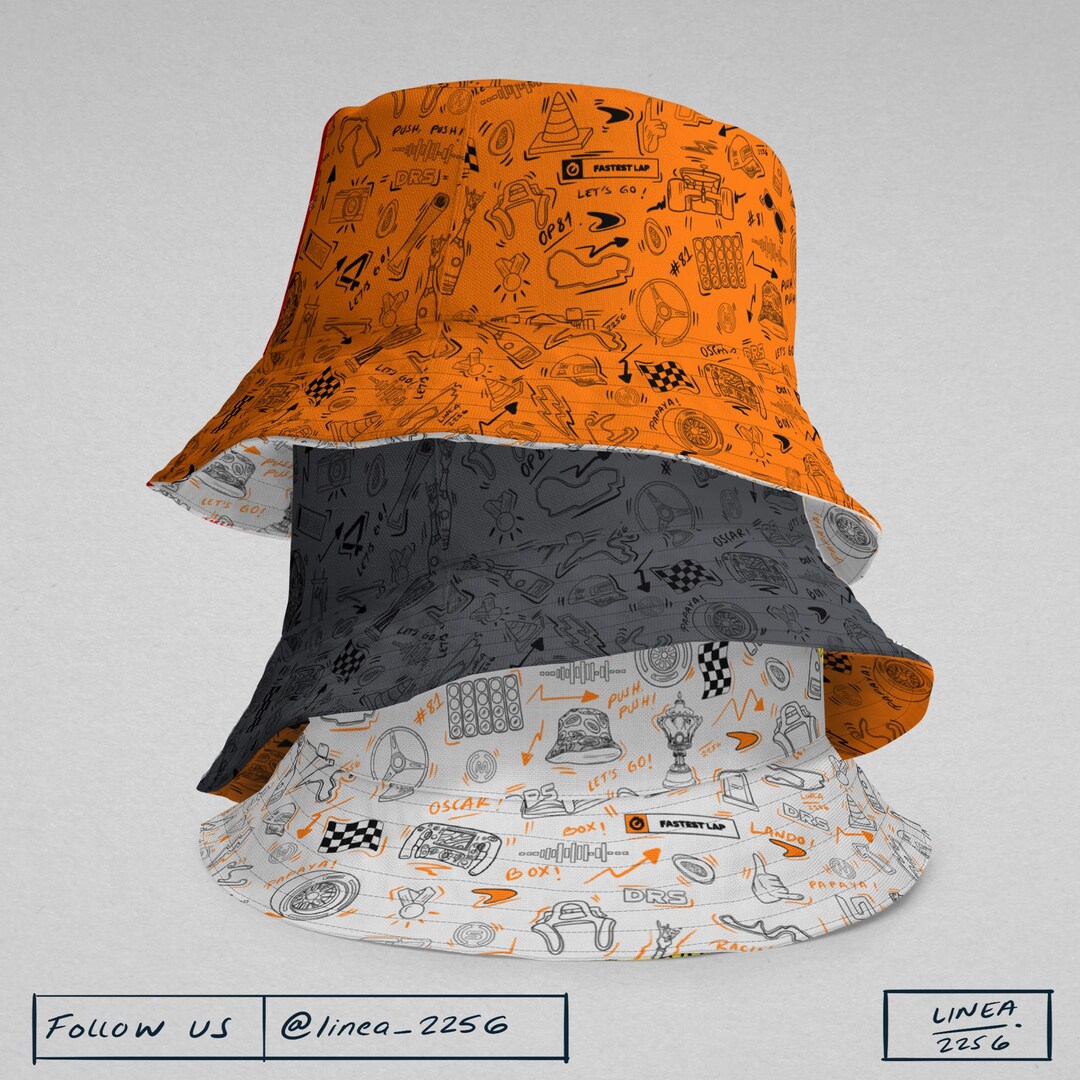 Reversible Mclaren F1 Bucket Hat – Doodle Print | Breathable Fabric ...