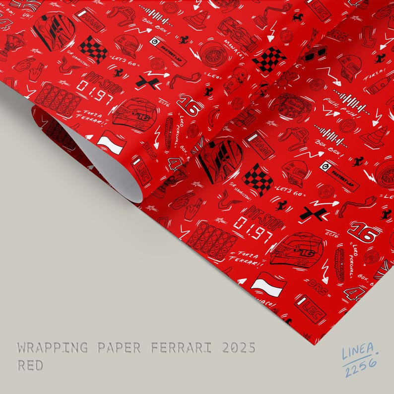 Ferrari F1 Team | Wrapping Paper (3) Sheets - Etsy