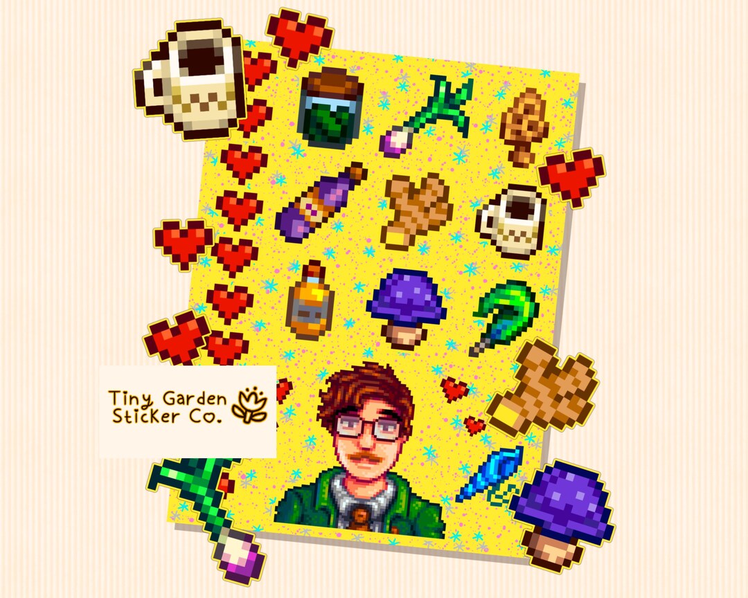 Stardew Valley Harvey Sticker Sheet: Character & Favorite Things - Etsy