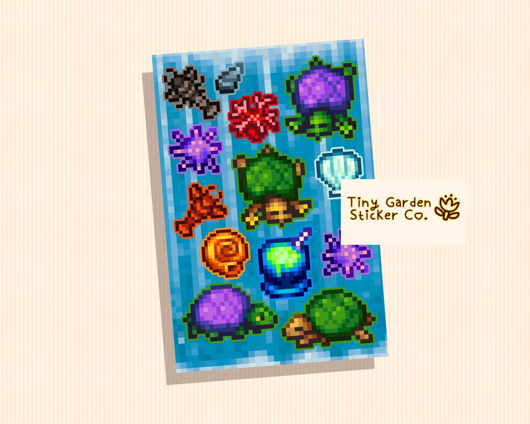 Stardew Valley Pet Turtles Sticker Sheet: SDV Pixel Art Sea Life ...