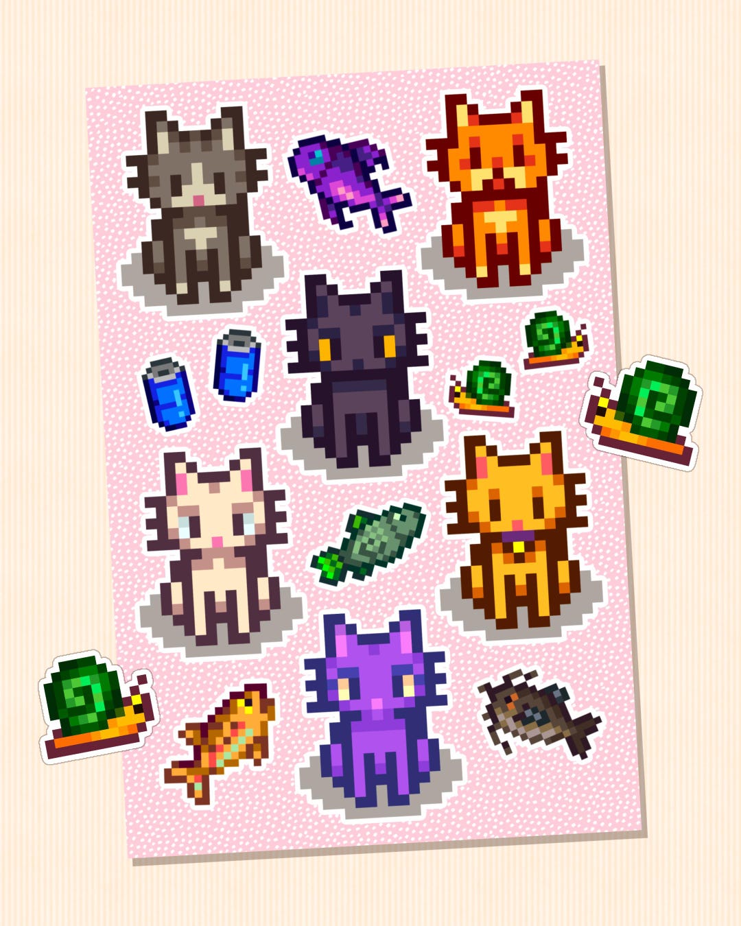 Stardew Valley Cats Sticker Sheet | Adorable SDV Cat Stickers for Decor ...
