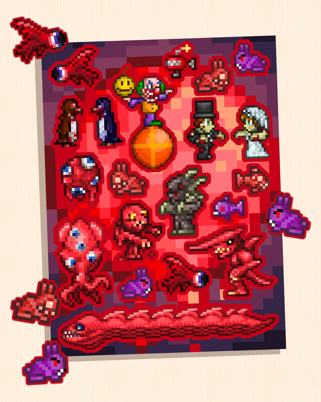 Terraria Sticker Sheet - Blood Moon Monsters & Villains | Iconic Bad ...