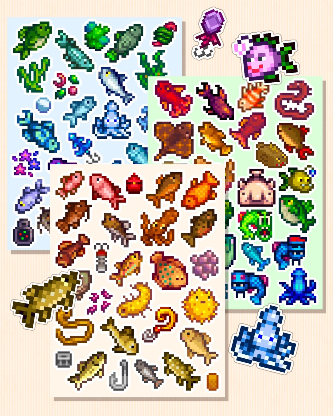 Stardew Valley Fish Sticker Sheet Collection | SDV Fishing Stickers ...
