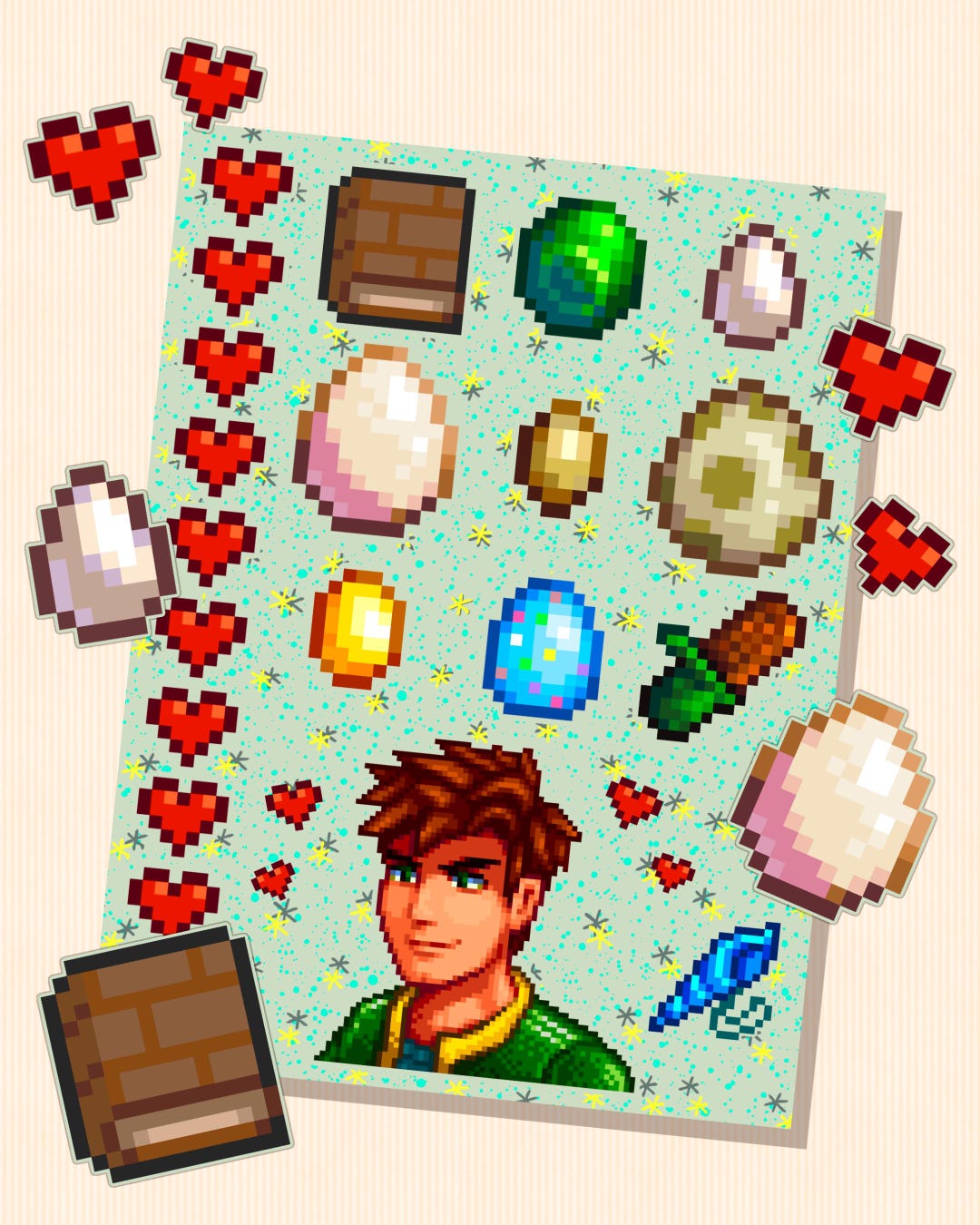 Stardew Valley Alex Character Personality Sticker Sheet SDV Sticker ...