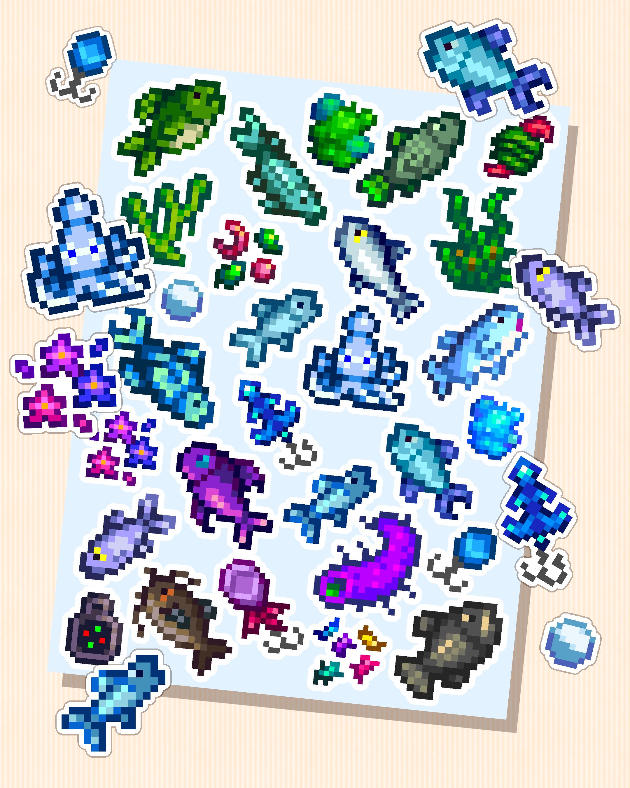 Stardew Valley Fish Sticker Sheet Collection: SDV Fishing Stickers - Etsy