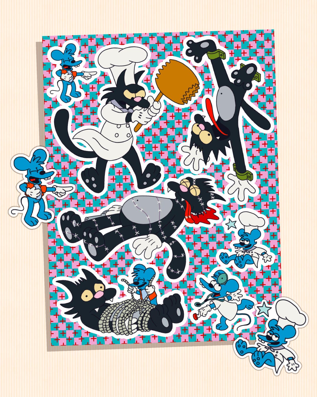 Retro Cartoon Chaos Sticker Sheet | Nostalgic Stickers for Fans of 90s ...