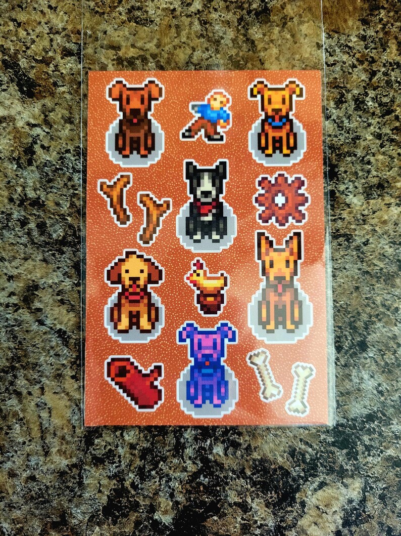 Stardew Valley Dogs Sticker Sheet: SDV Pet Gamer Decor - Etsy