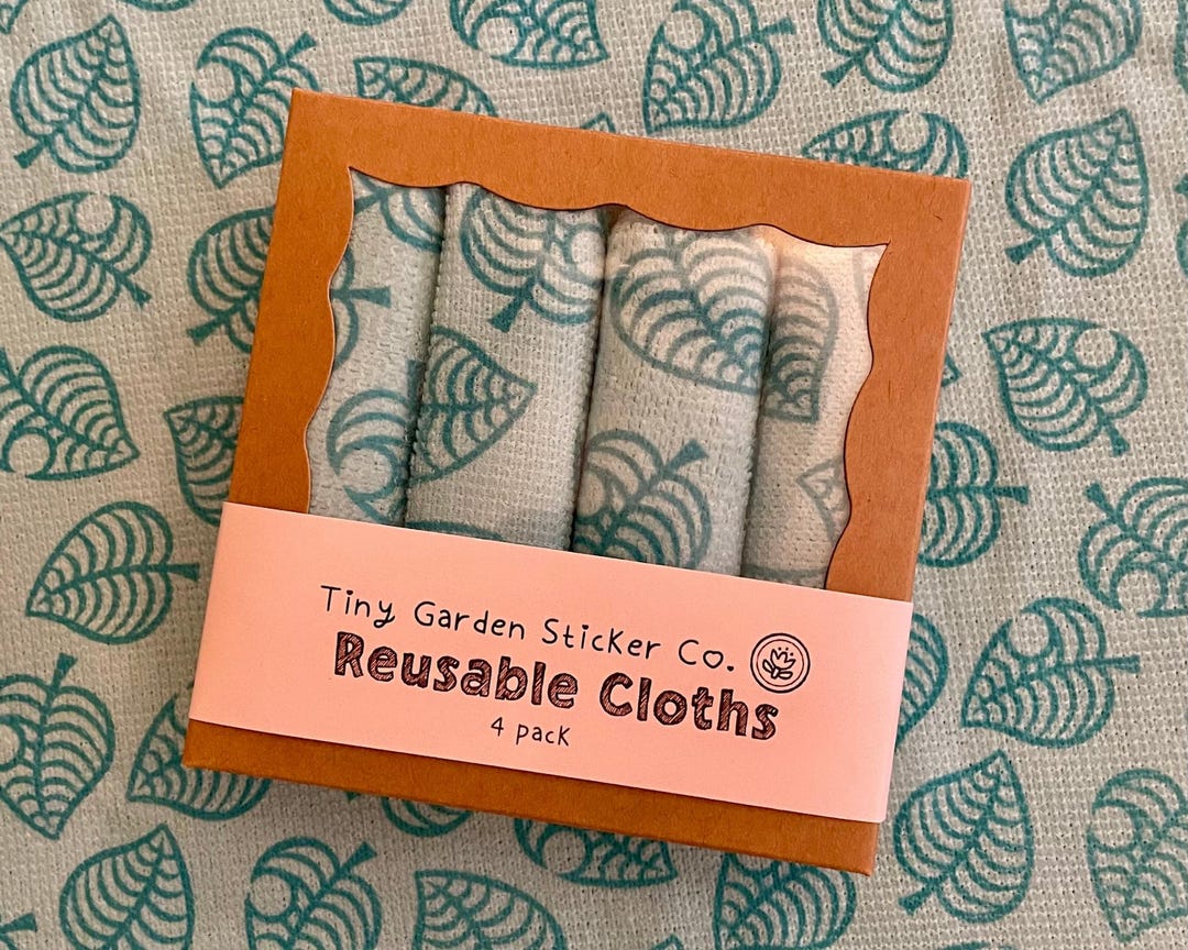 ACNH Inspired Microfiber Cloth Set: Island Leaf Design, 12x12, Set of 4 ...
