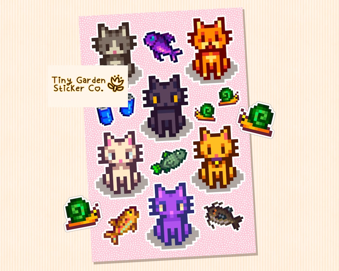 Stardew Valley Cats Sticker Sheet | Adorable SDV Cat Stickers for Decor ...