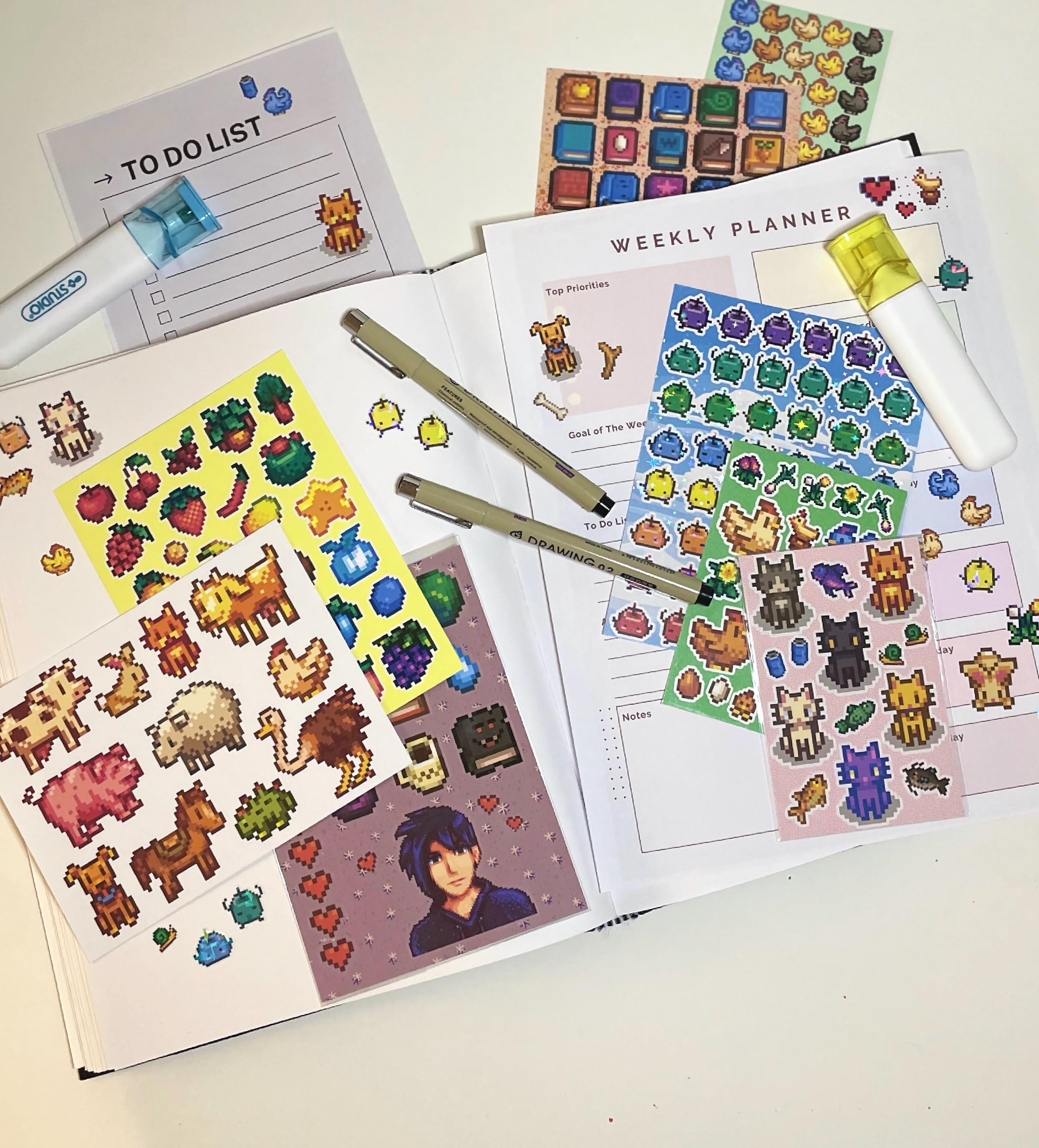Stardew Valley Cats Sticker Sheet: SDV Pixel Art Cat Designs - Etsy