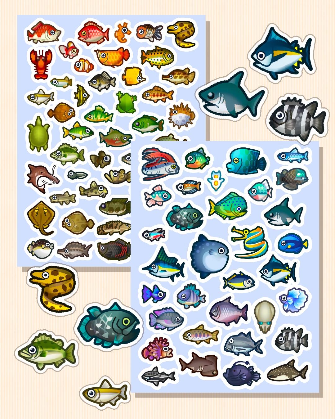 Animal Crossing Fish Sticker Sheets – Cute ACNH Fishing Stickers, Koi ...