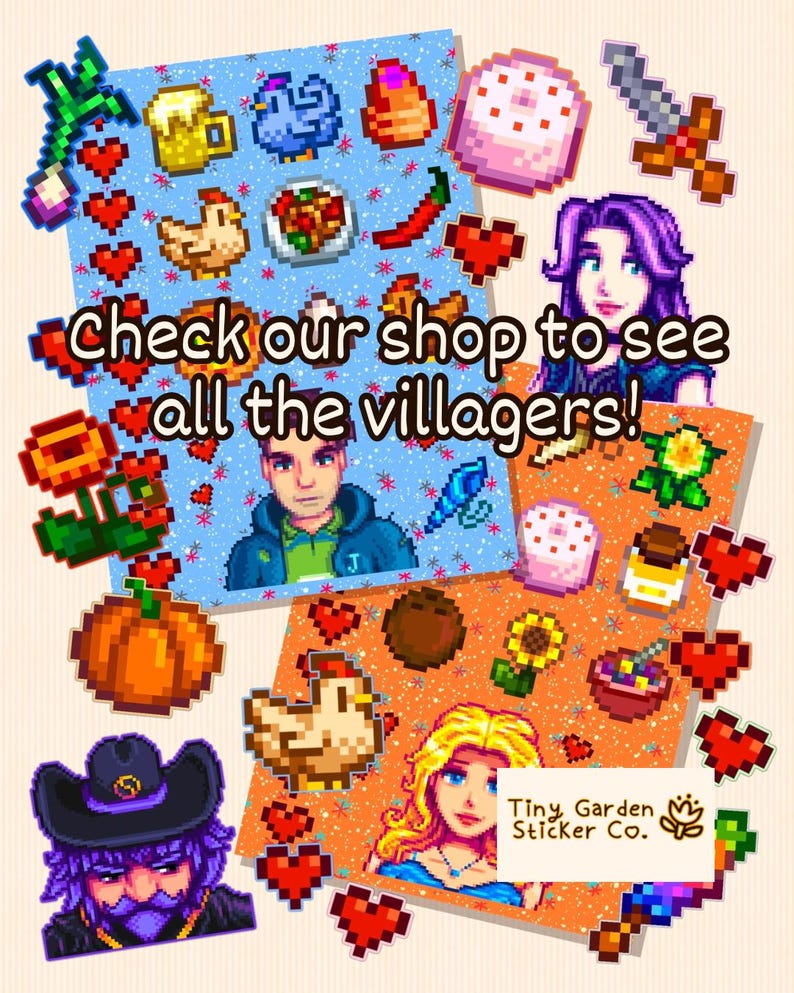 Stardew Valley Harvey Sticker Sheet: Character & Favorite Things - Etsy