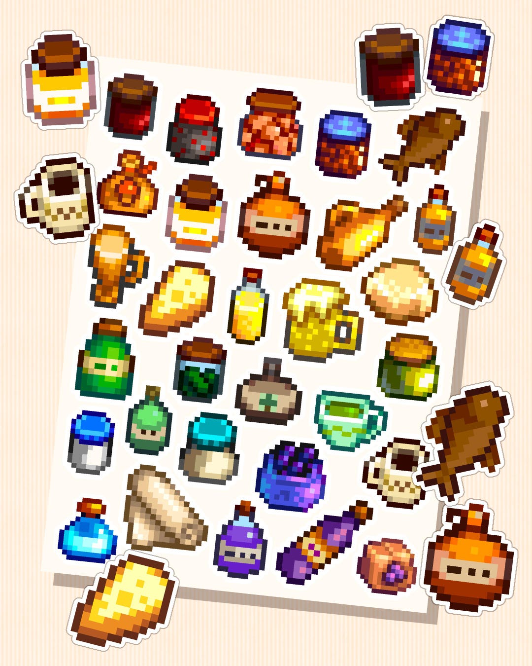 Stardew Valley Artisanal Items Sticker Sheet – 38 Unique Waterproof ...
