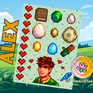 Stardew Valley Alex Sticker Sheet Character Personality SDV ALEX - Etsy