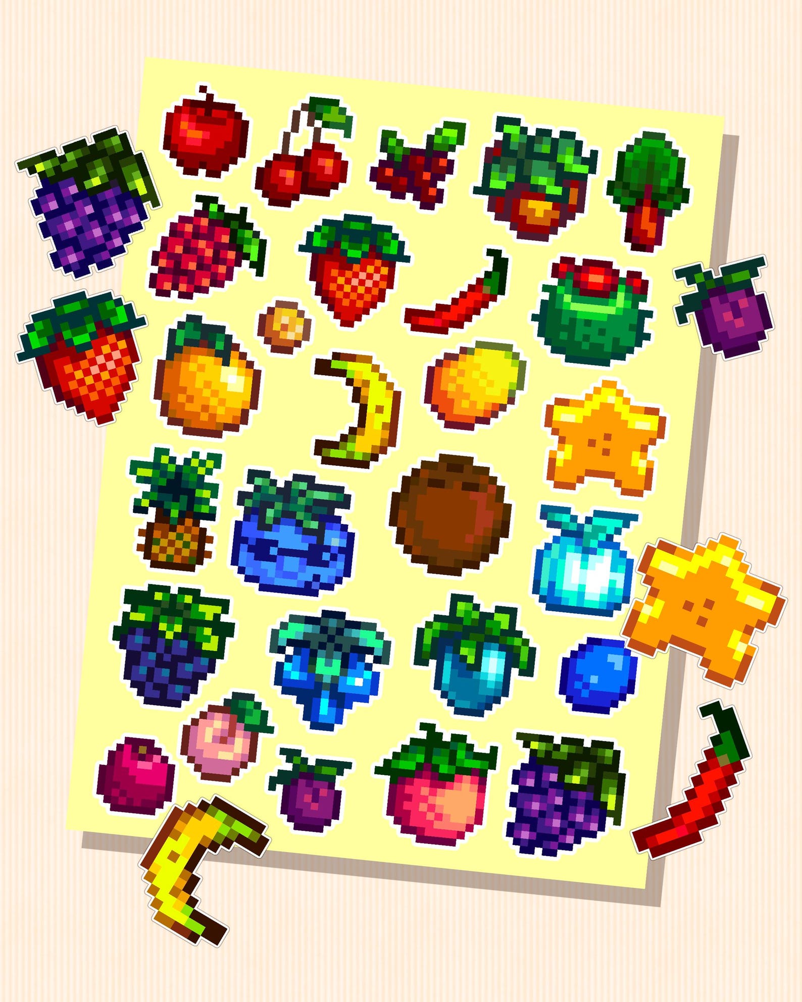SDV Fruits Sticker Sheet Fruit Stickers Stardew Valley - Etsy
