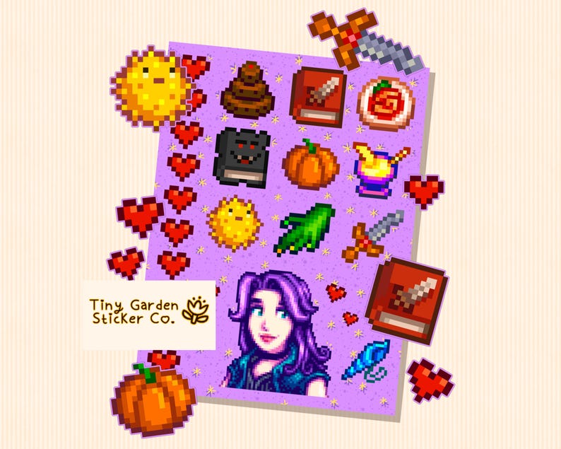Abigail Stardew Valley Sticker Sheet – Goth GF, Creepy Stickers - Etsy