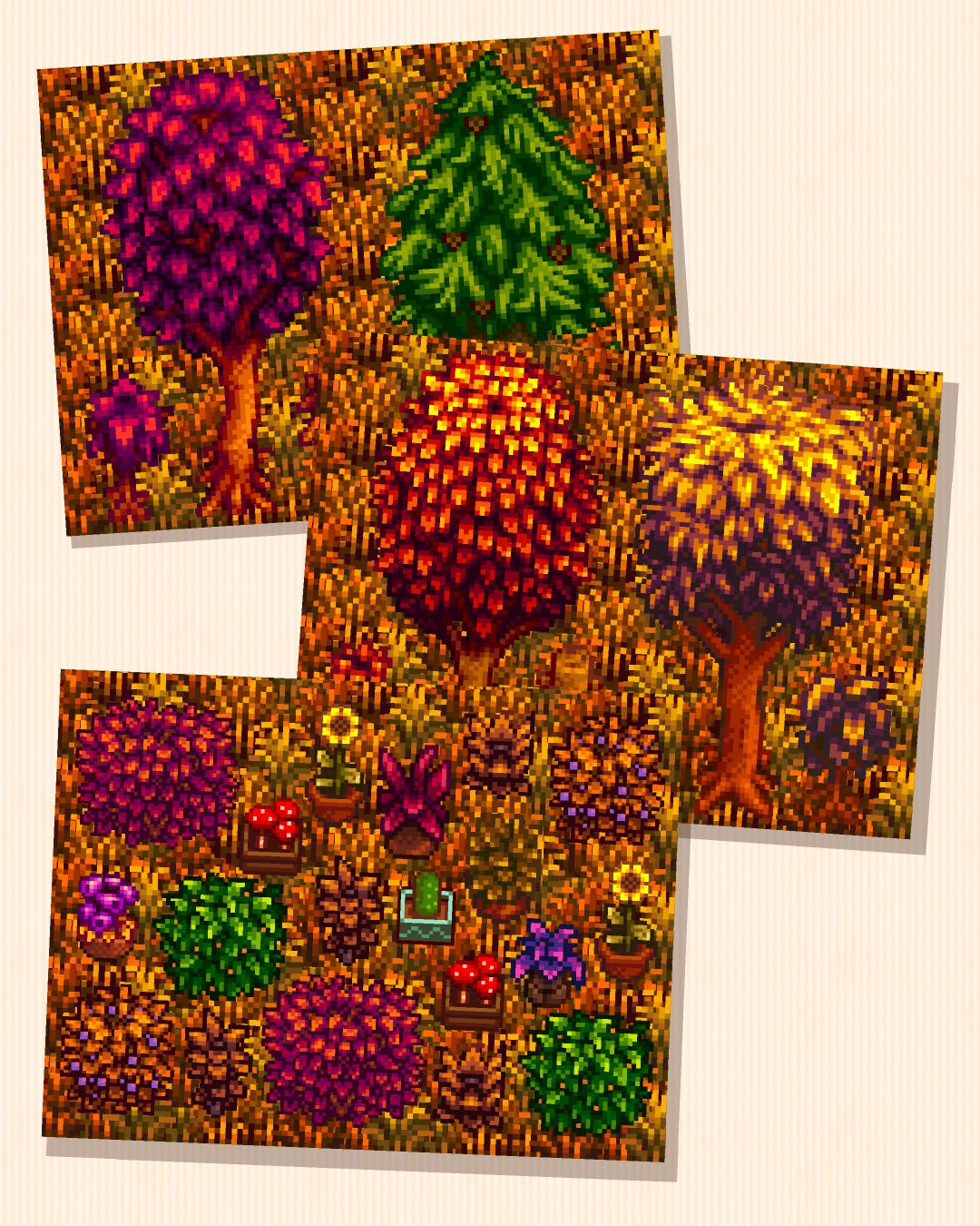Stardew Valley Autumn Foliage Collection - Trees and Bushes - Etsy UK