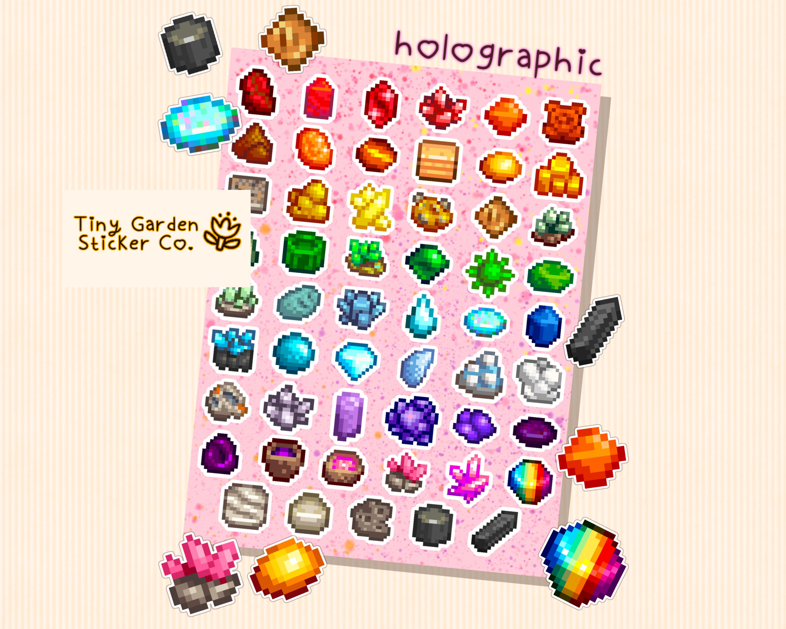 Stardew Valley Gems & Minerals Sticker Sheet: Holographic or Glitter ...