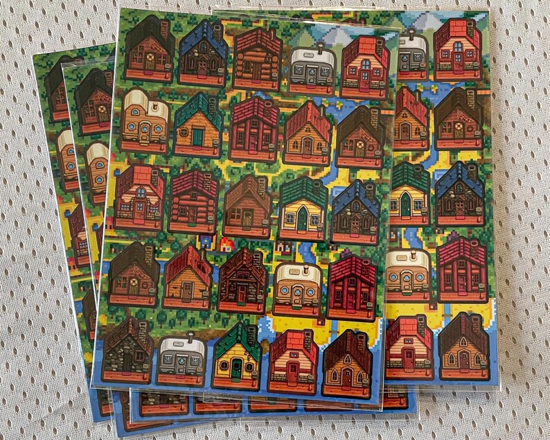 Stardew Valley Cabin Collection Sticker Sheet | SDV Farmhouses, Cabins ...