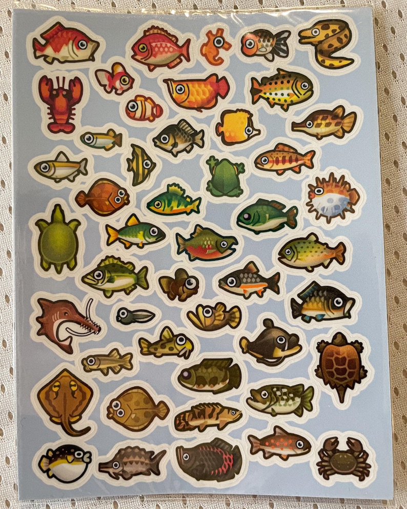 Animal Crossing Fish Stickers: ACNH Waterproof Vinyl Aquarium Stickers ...