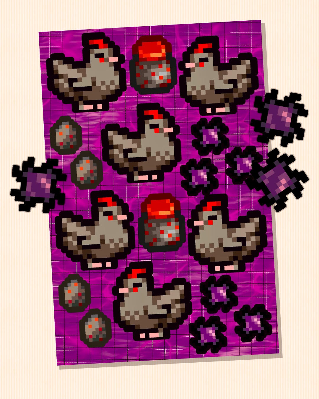 Stardew Valley VOID Chicken Sticker Sheet | SDV Spooky & Cute Stickers ...
