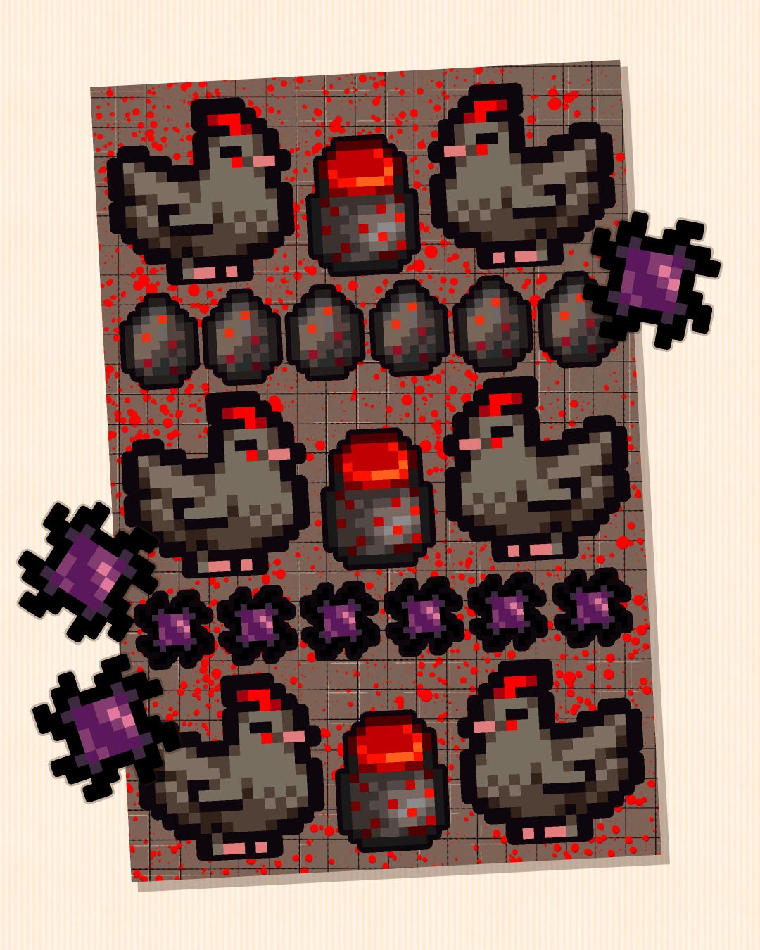 Stardew Valley Void Chicken Chickens Sticker Sheet Spooky Farm Pet SDV ...