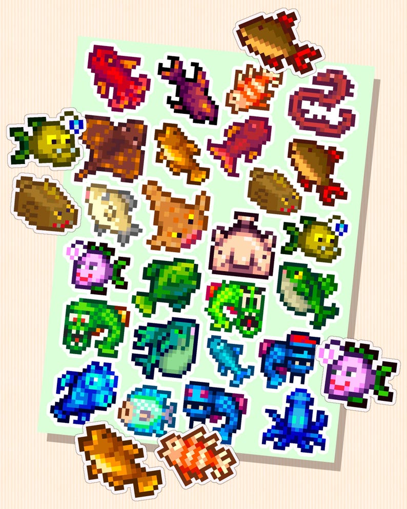Stardew Valley Fish Sticker Sheet Collection: SDV Fishing Stickers - Etsy