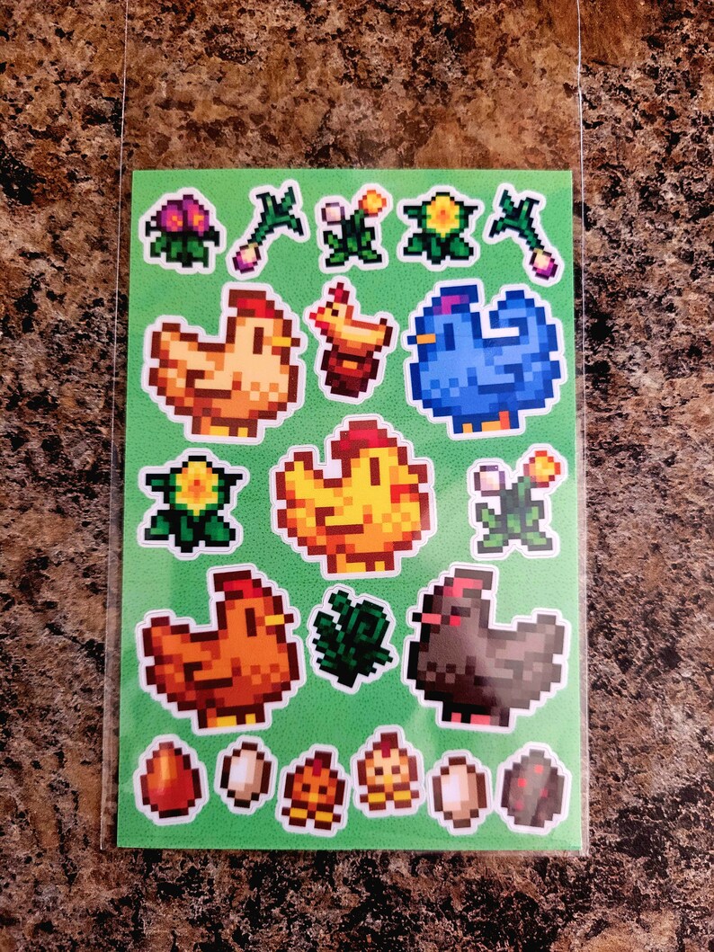 Stardew Valley Chicken Sticker Sheet: SDV Chicks, Eggs, and Flowers - Etsy