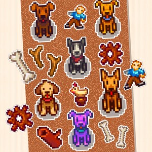 Stardew Valley Dogs Sticker Sheet: SDV Pet Gamer Decor - Etsy