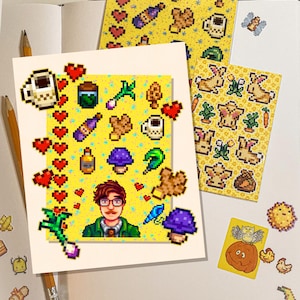 Stardew Valley Harvey Sticker Sheet: Character & Favorite Things - Etsy